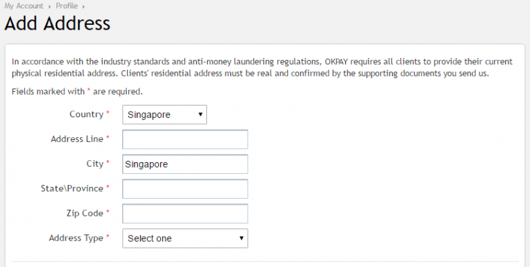 OKPayの住所の登録方法 | useusd